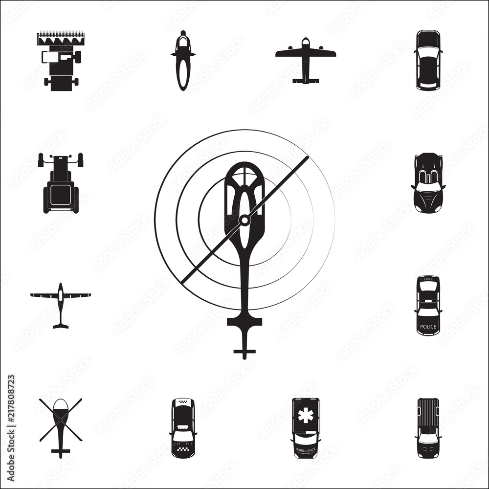 helicopter icon. Detailed set of Transport view from above icons ...