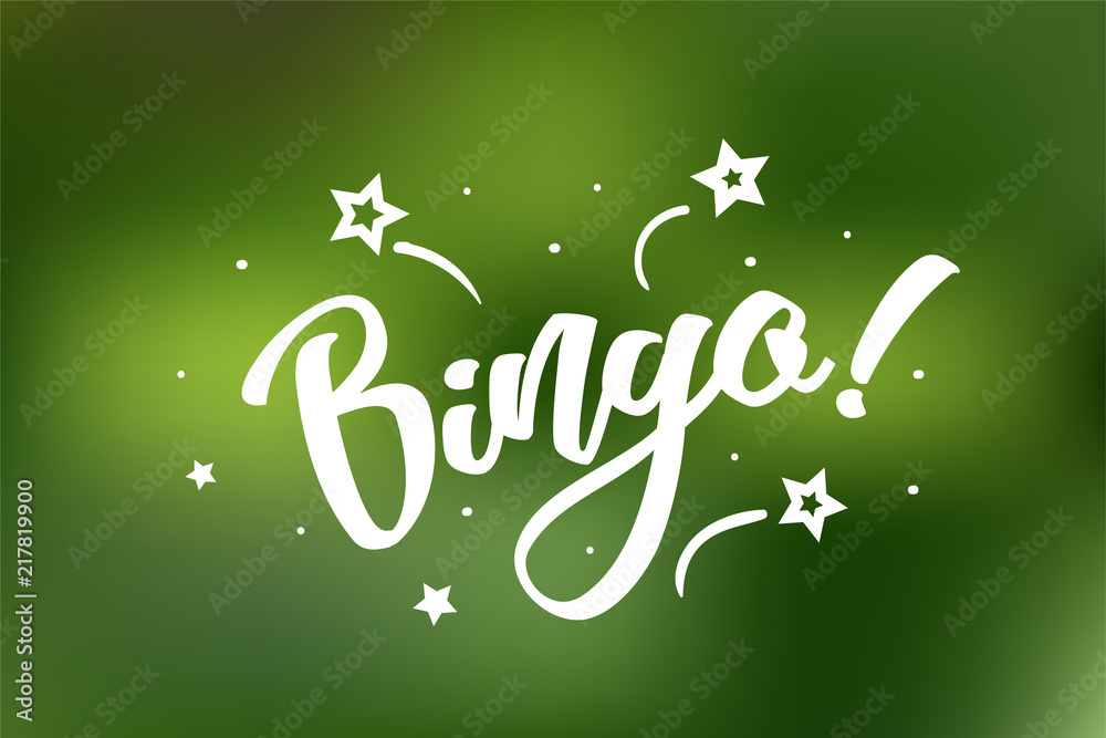 Bingo card. Beautiful greeting scratched calligraphy white text word ...