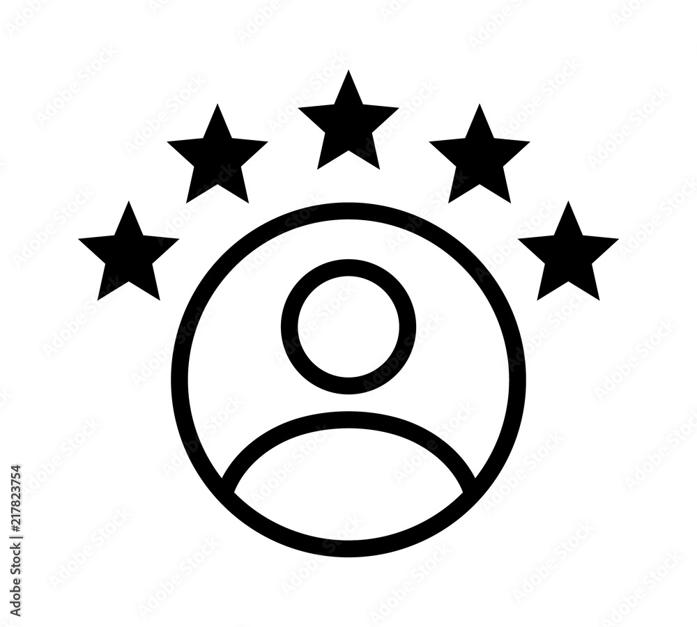 Customer experience or 5 star satisfaction rating line art vector icon ...