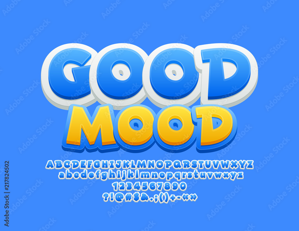 Vector Icon with Text Good Mood. Bright Set of Alphabet Letters ...