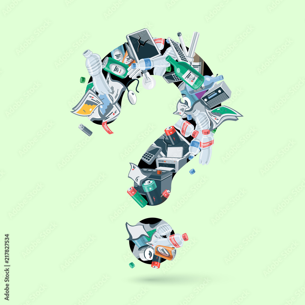 Waste creating question figure. Illustration of trash like, paper ...