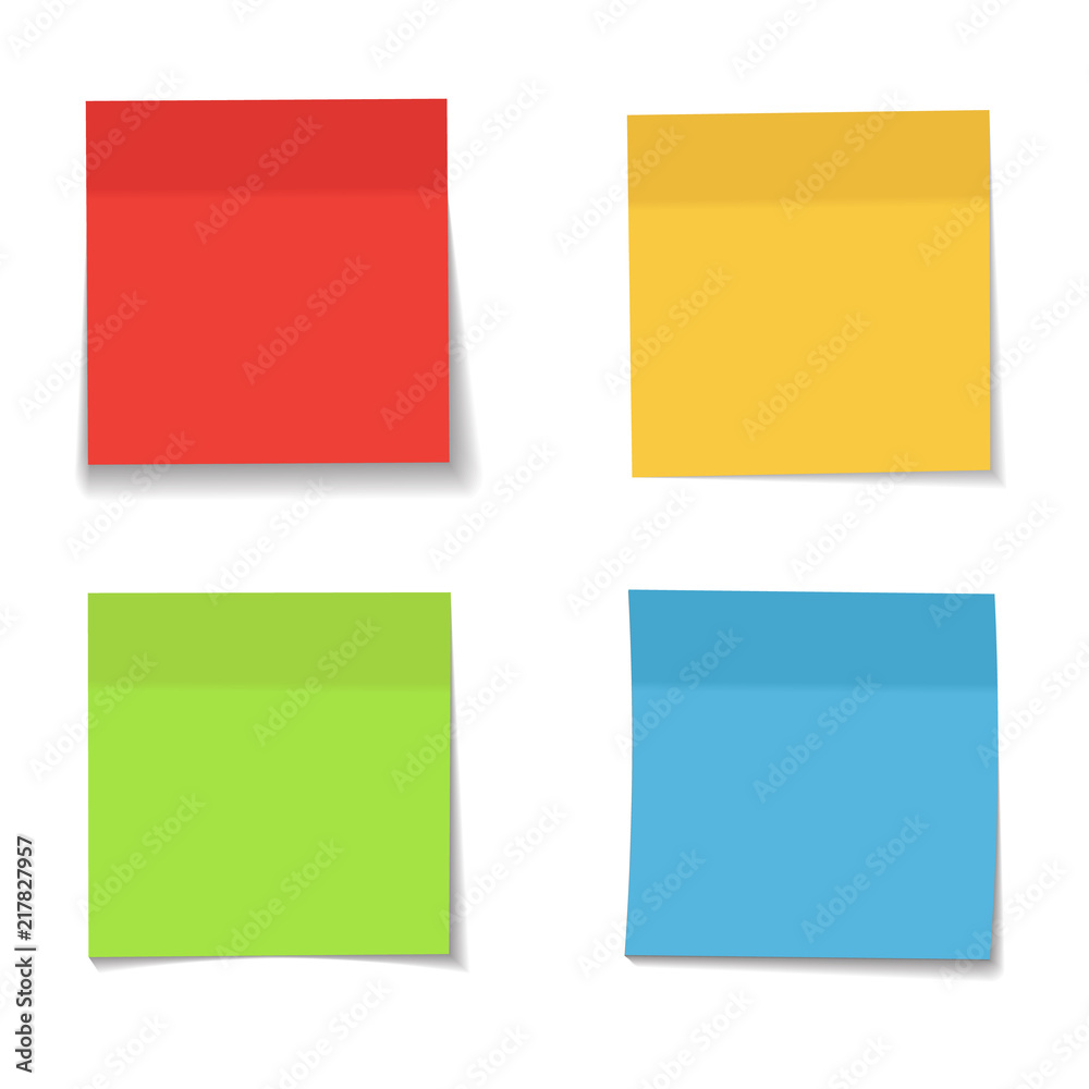 vector set of colored realistic paper memo sheets Stock Vector | Adobe ...
