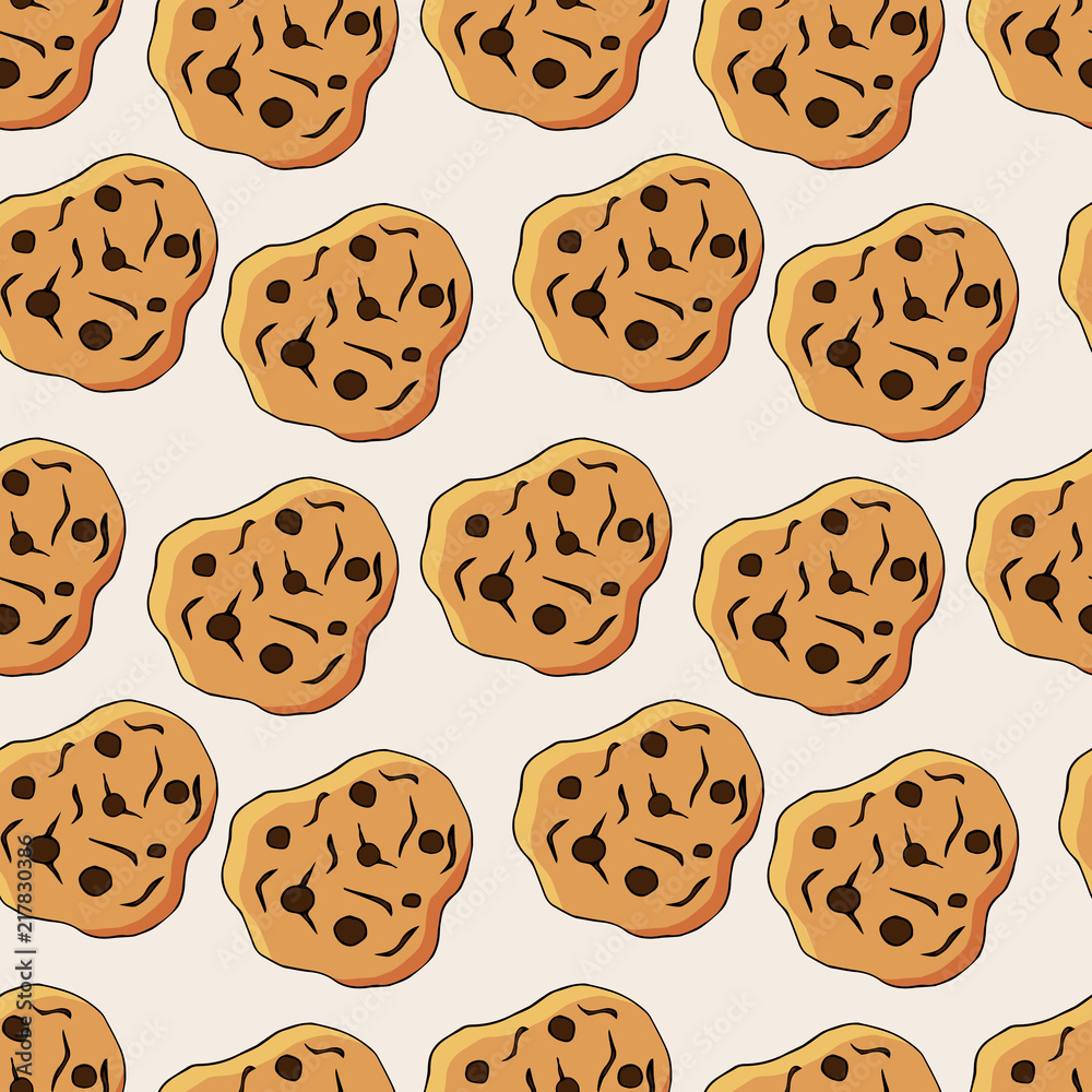 cookies pattern. hand drawn illustration. Bright cartoon illustration ...
