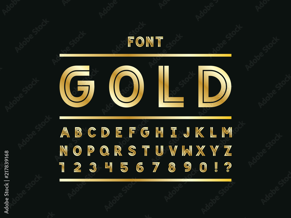 Gold font. Vector alphabet letters Stock Vector | Adobe Stock