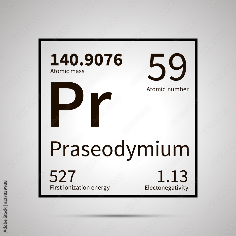 Praseodymium chemical element with first ionization energy, atomic mass ...