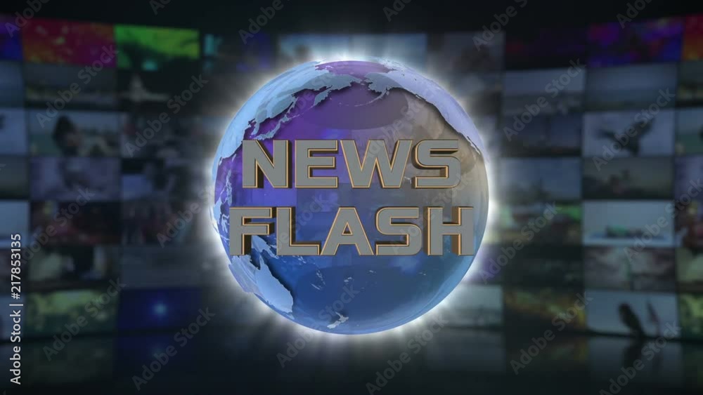 News Flash On Screen 3D Animated Text Graphics Over Spinning Animated ...