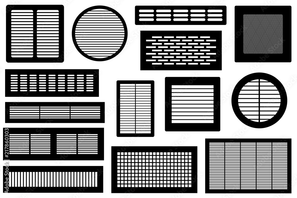 Set of different ventilations grilles isolated on white Stock Vector ...