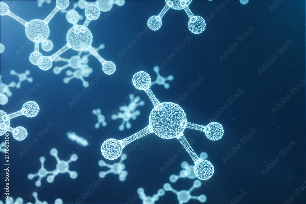 Digital Molecules Atoms Bacground Low Polygoanl Grid Structure Connection Lines And Dots
