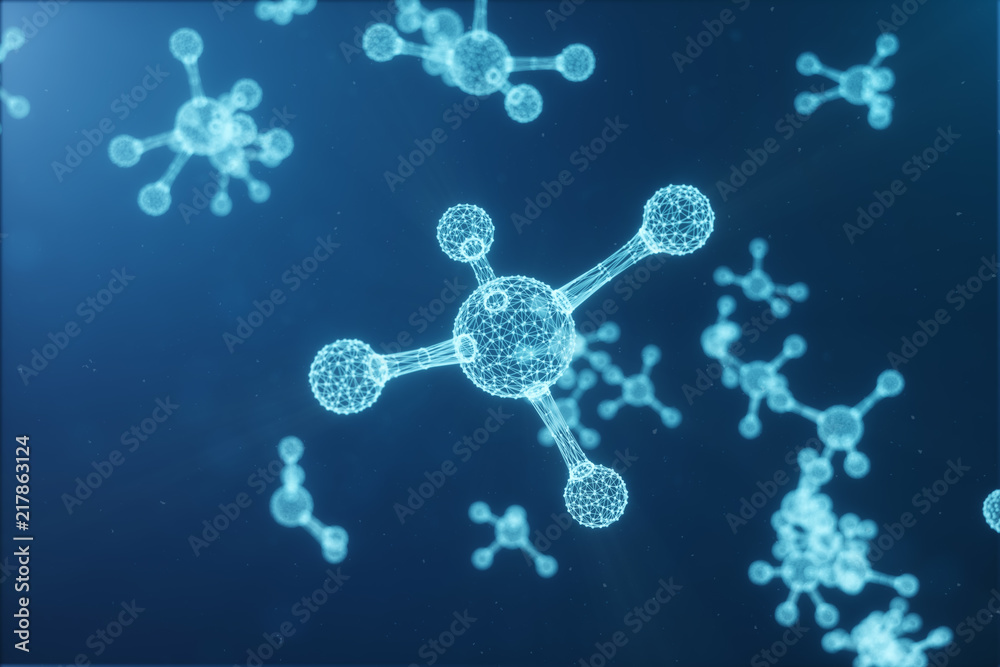 Digital Molecules Atoms Bacground Low Polygoanl Grid Structure Connection Lines And Dots