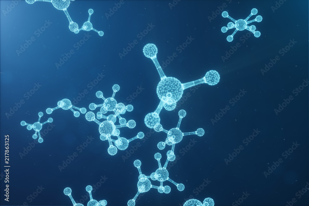 Digital Molecules Atoms Bacground Low Polygoanl Grid Structure Connection Lines And Dots