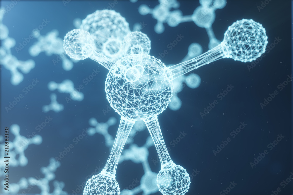 Digital Molecules Atoms Bacground Low Polygoanl Grid Structure Connection Lines And Dots