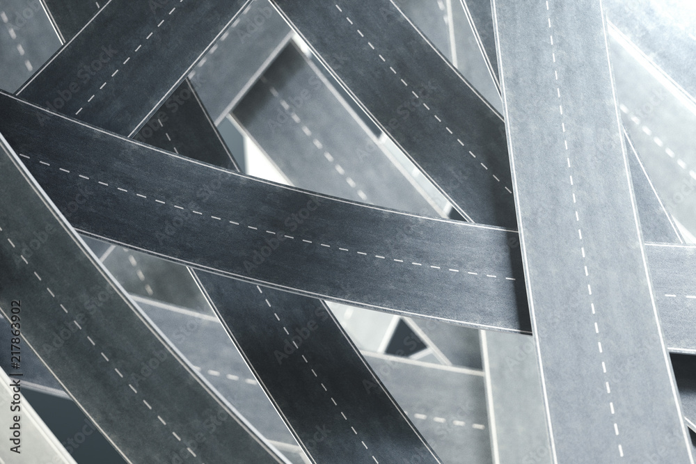 Tangled roads and highways in a chaotic. The concept of an intricate ...