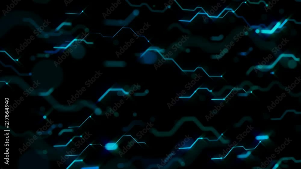 Signal transmission. A moving signal. A bulk cluster of printed circuit ...