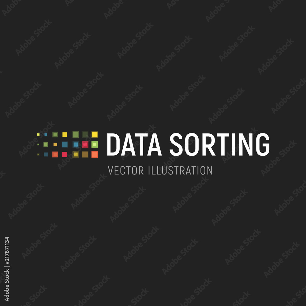 Big data base vector emblem. Data sorting geometric icon. Information ...