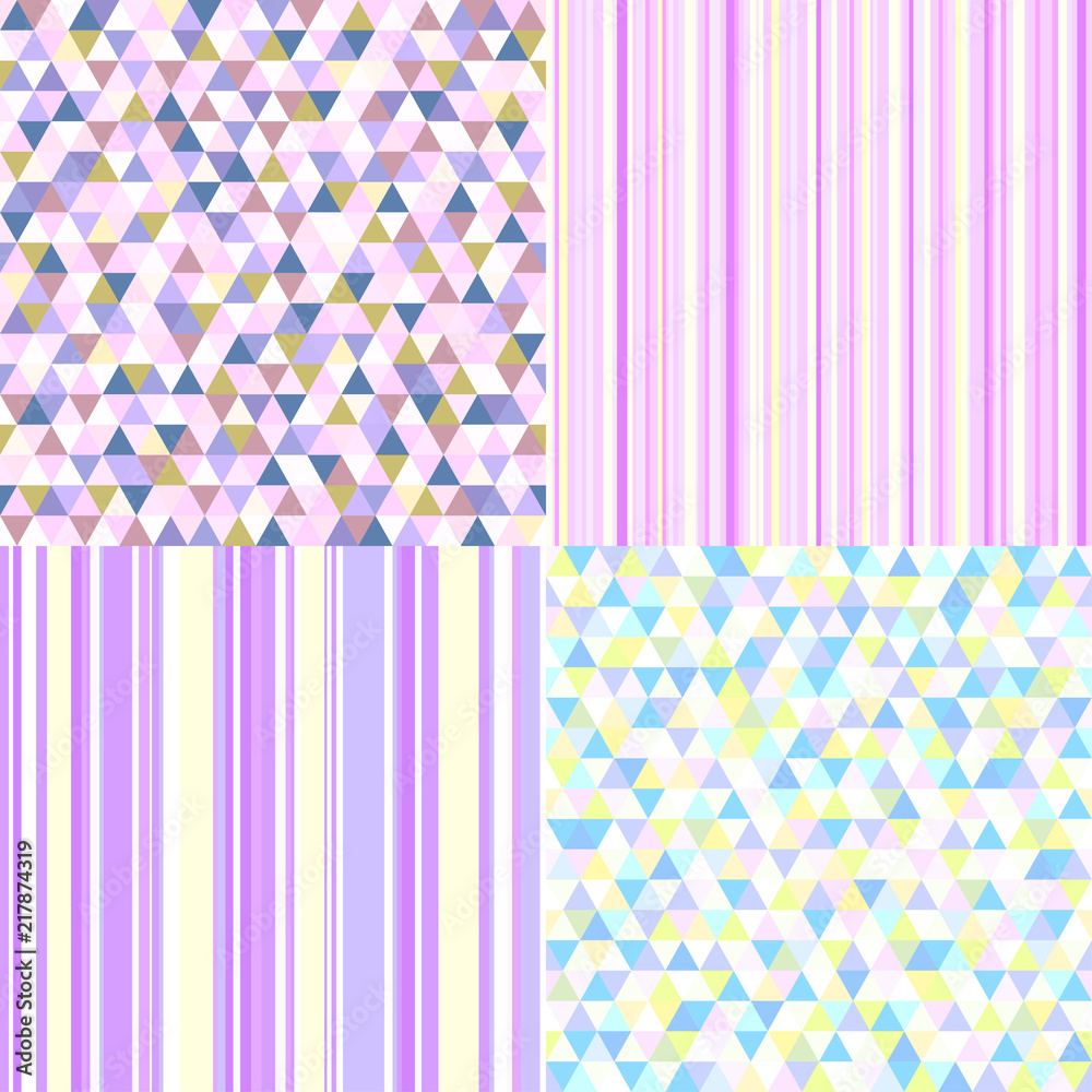 Set of seamless colored patterns. Pretty light colors. Abstract ...