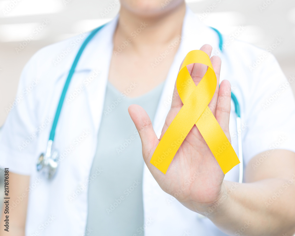 Yellow ribbon symbolic color for Sarcoma Bone cancer, Spina Bifida ...