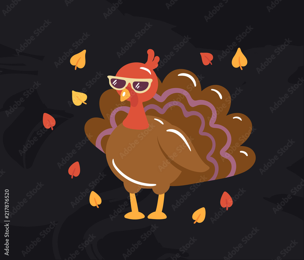 Autumn turkey illustration on blackboard background. Seasonal fall ...