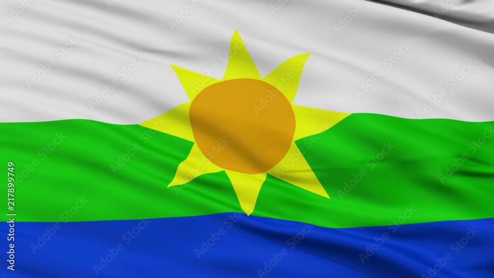 Leticia closeup flag, city of Colombia, realistic animation seamless ...