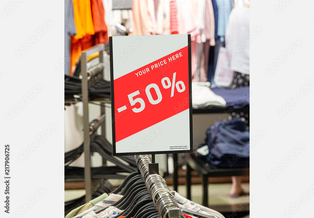 Vertical Price Sign in Store Mockup Stock Template | Adobe Stock