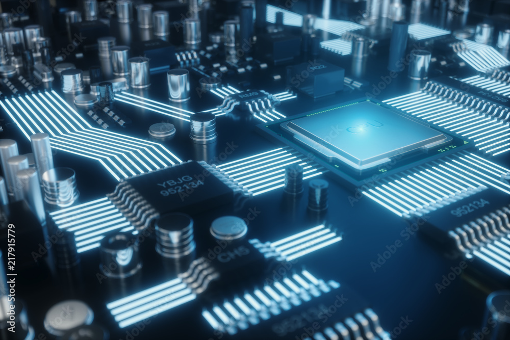 Circuit board. Technology background. Central Computer Processors CPU ...