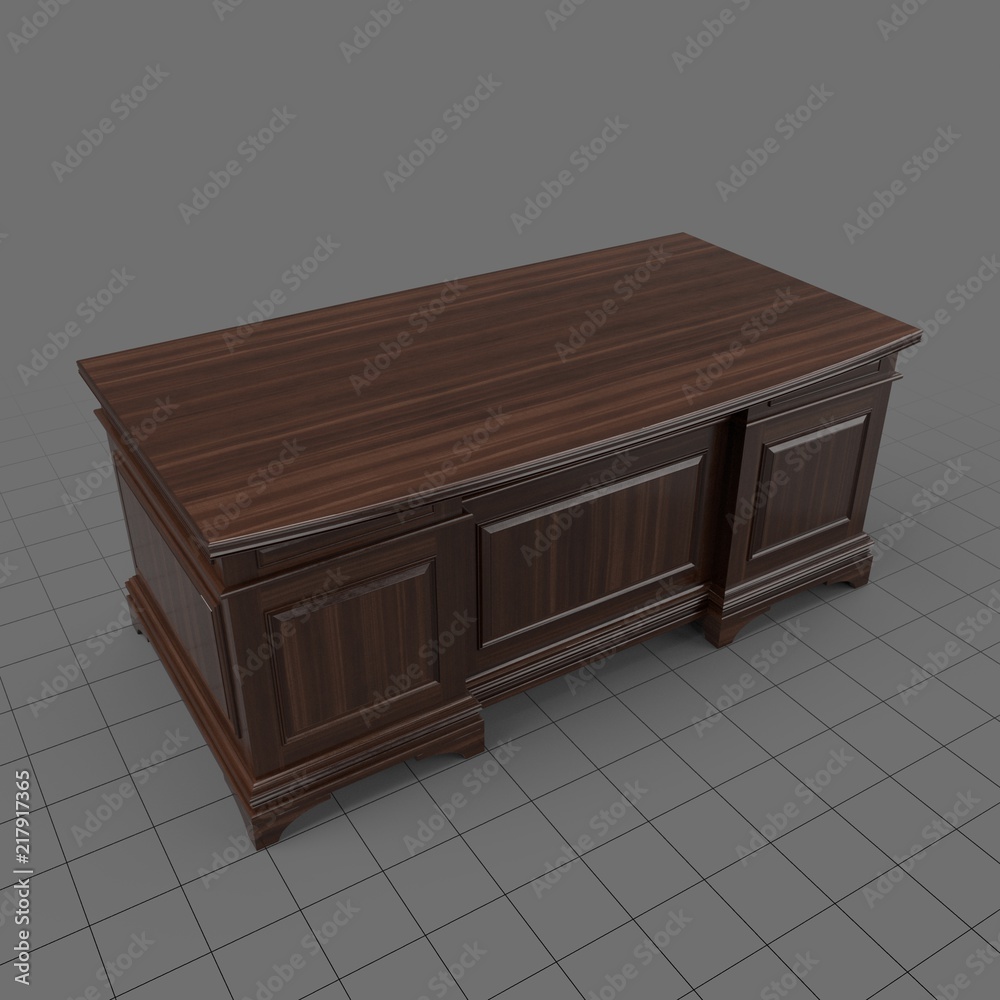 Classic wood desk Stock 3D asset | Adobe Stock