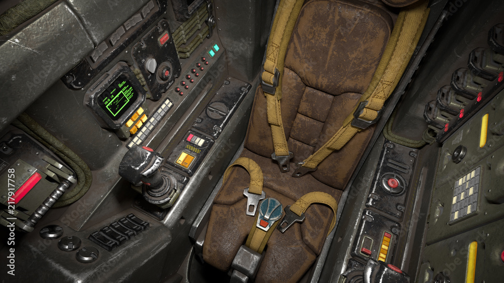 Science fiction pilot's seat in the cockpit. Futuristic spaceship ... Science fiction pilot's seat in the cockpit. Futuristic spaceship ...