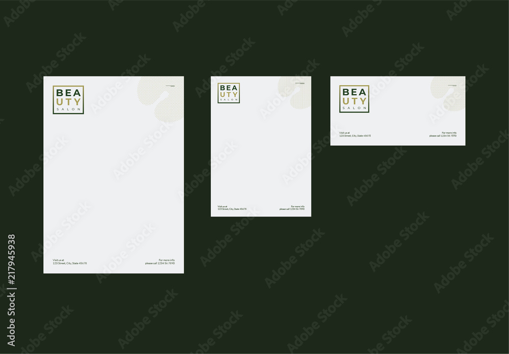 Envelope Layout Set with Green Gradient Box Element Stock Template ...