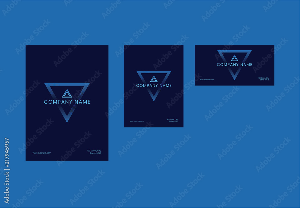 Envelope Layout Set with Blue Triangle Element Stock Template | Adobe Stock