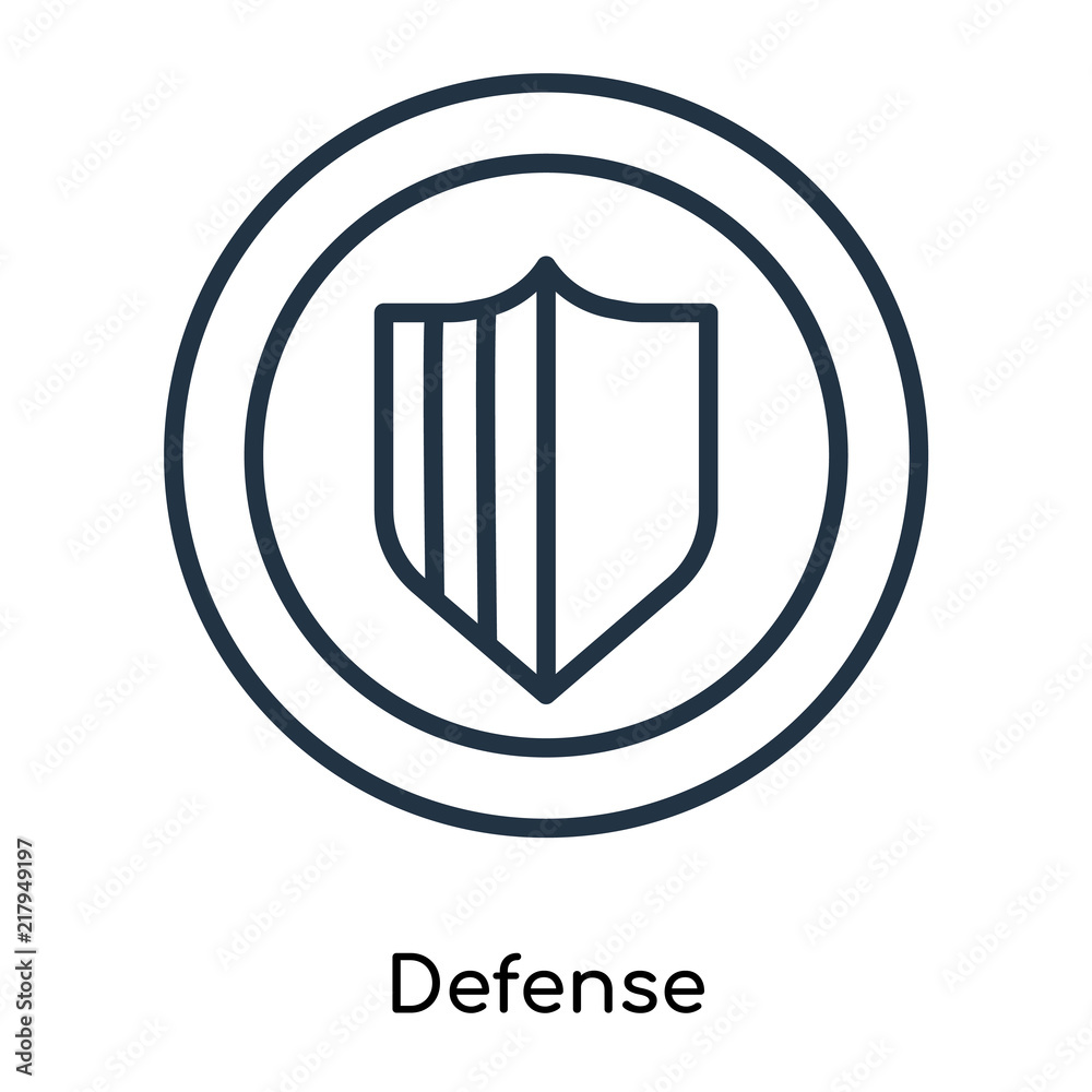 Defense icon vector isolated on white background, Defense sign , thin ...