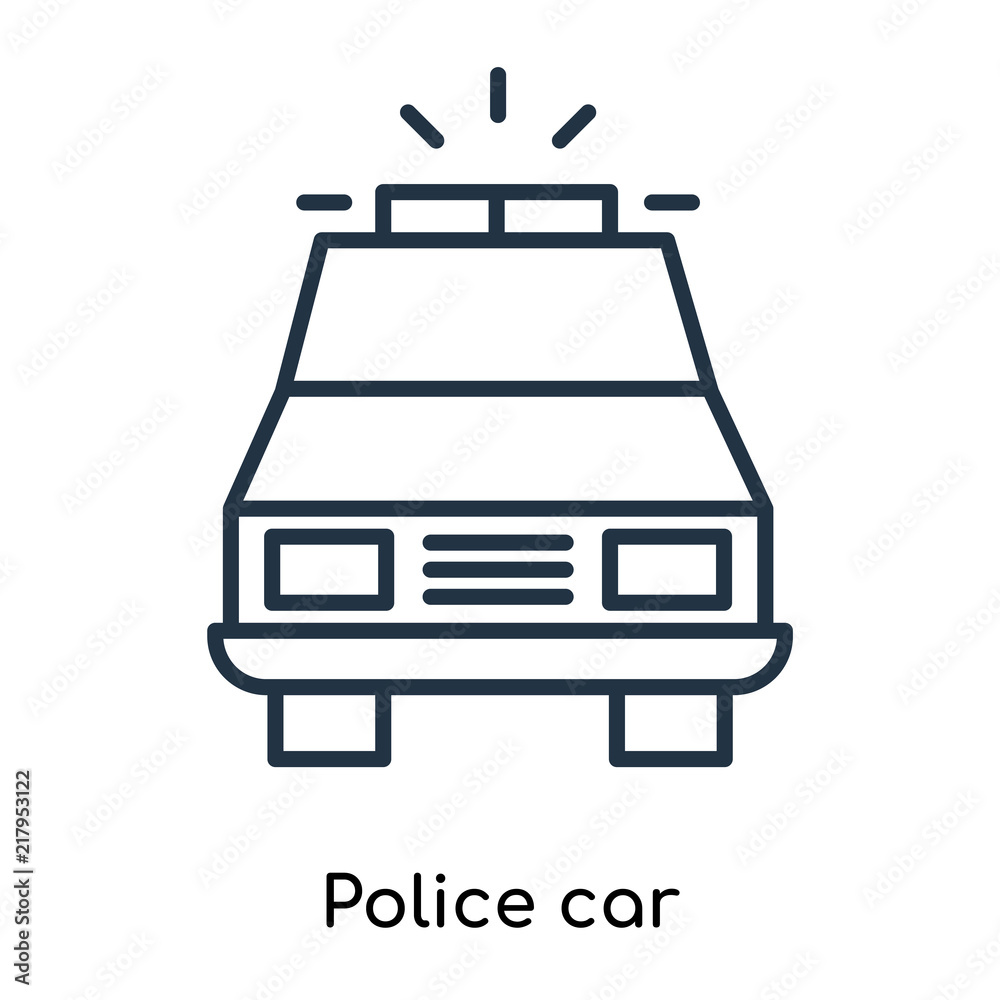 Police car icon vector isolated on white background, Police car sign ...