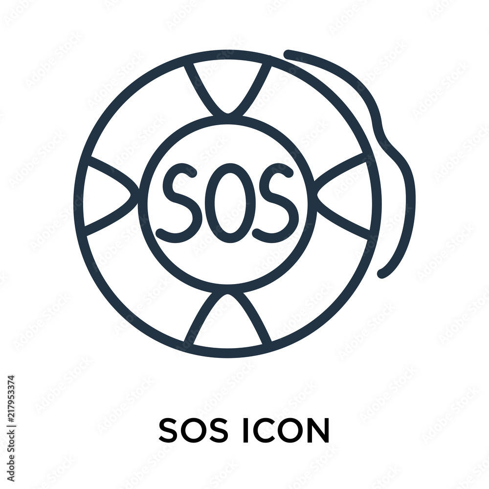 Sos icon vector isolated on white background, Sos sign , thin elements ...