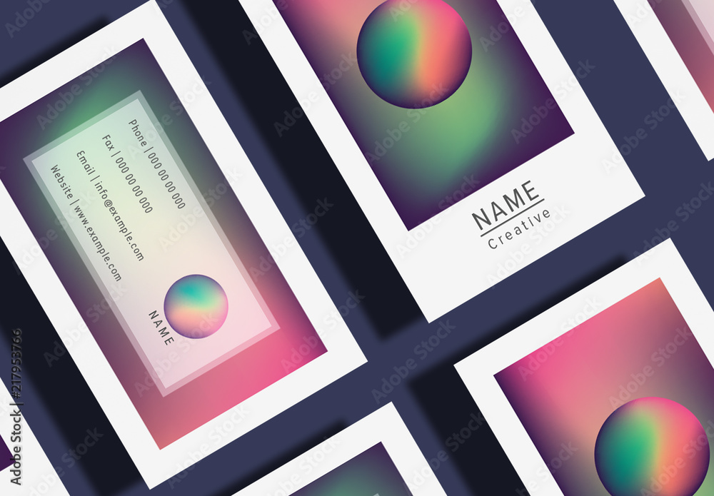 Business Card Layout with Gradient Shapes Stock Template | Adobe Stock