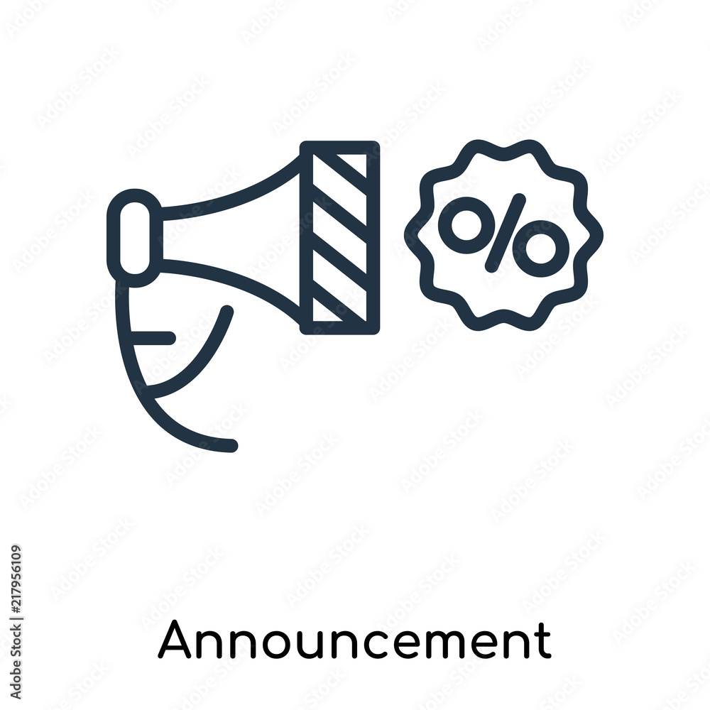 Announcement icon vector isolated on white background, Announcement ...