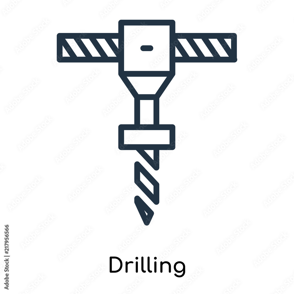 Drilling icon vector isolated on white background, Drilling sign , thin ...