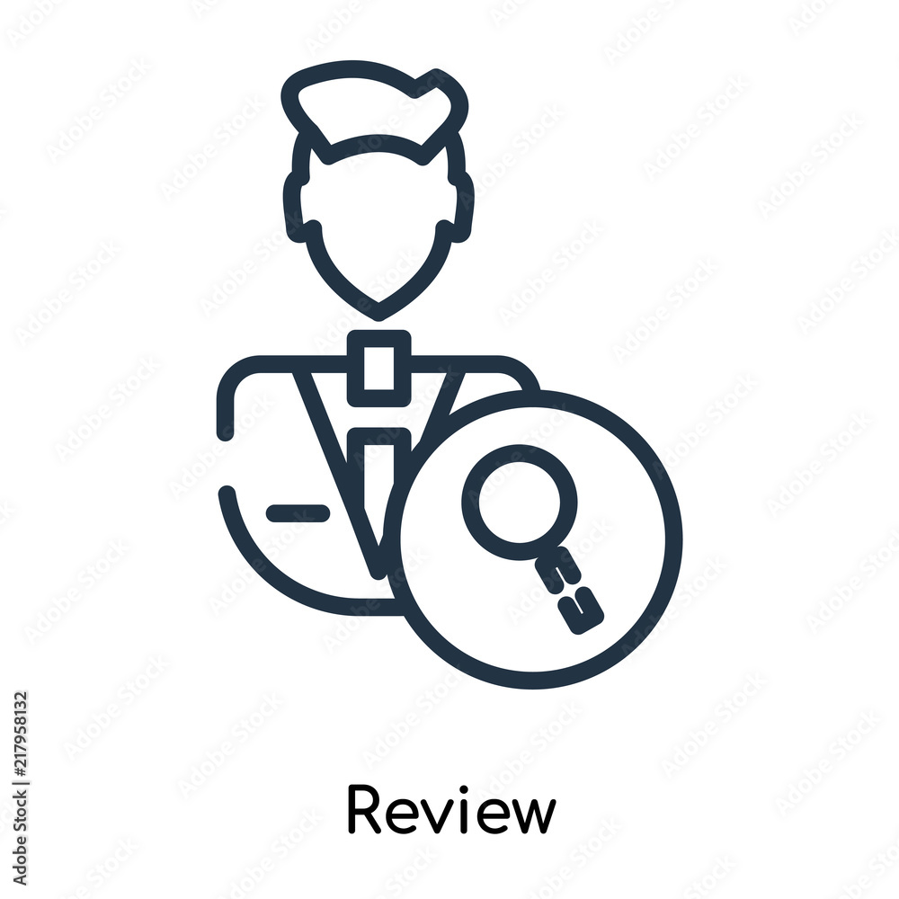 Review icon vector isolated on white background, Review sign , thin ...