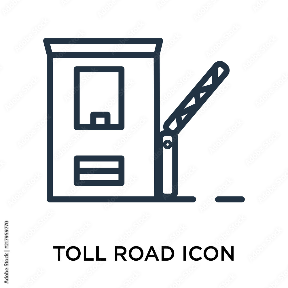toll road icons isolated on white background. Modern and editable toll ...