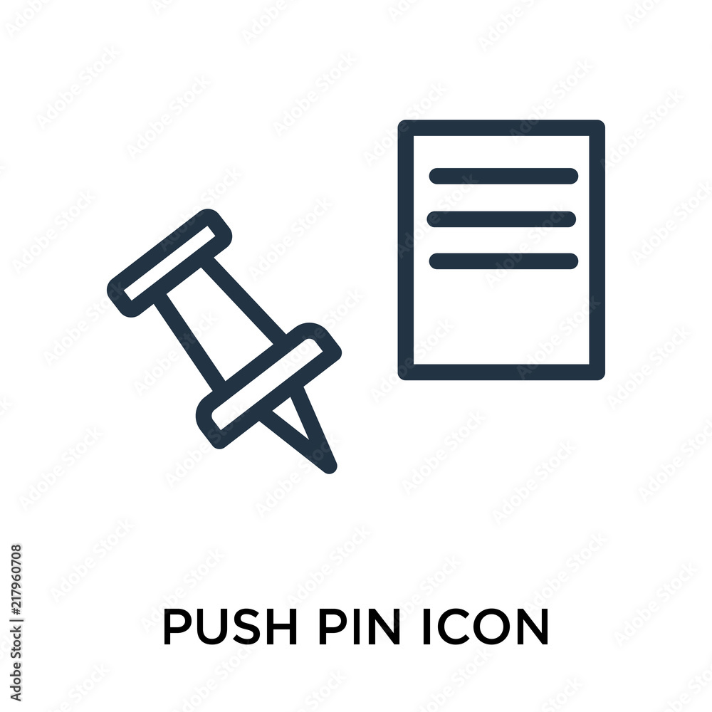 push pin icons isolated on white background. Modern and editable push ...