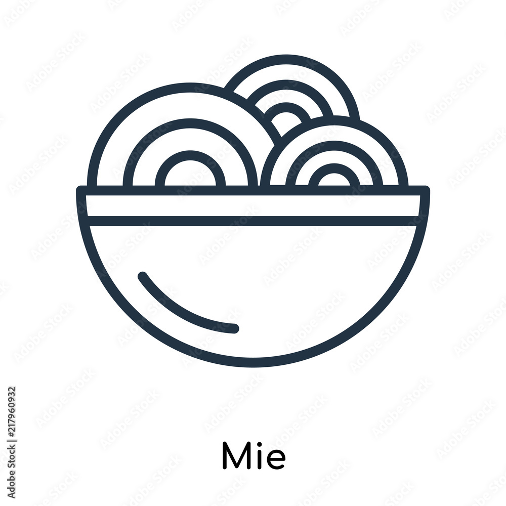 Mie icon vector isolated on white background, Mie sign , thin symbols ...