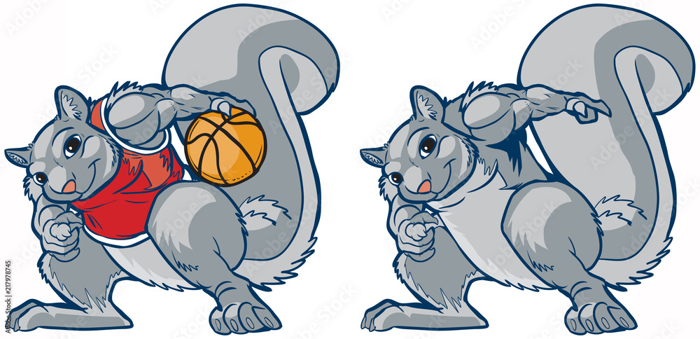Muscular Squirrel Mascot Basketball Player Vector Cartoon Stock Vector ...
