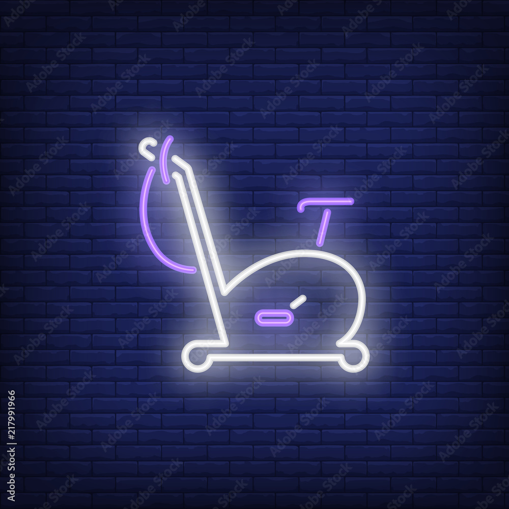 Exercise bike neon sign. Bicycling, fitness and sport concept ...