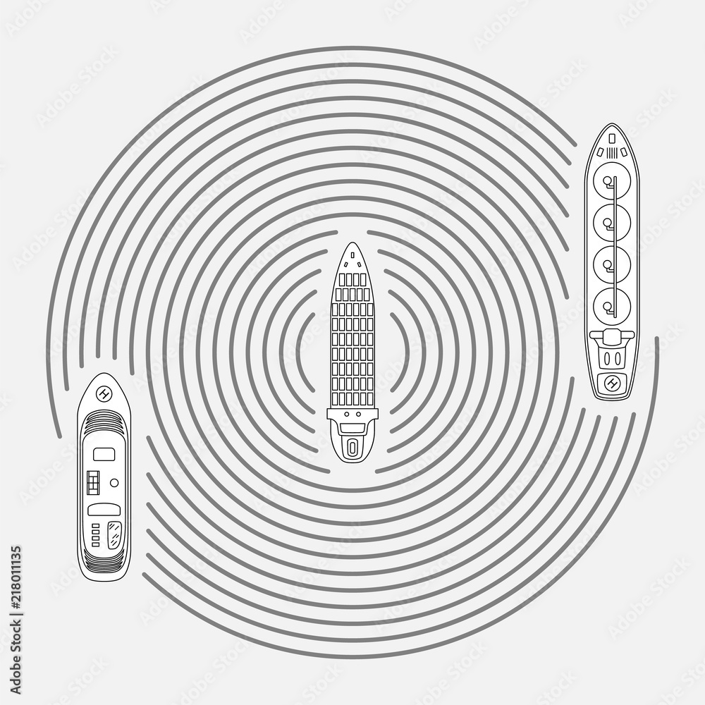 Autonomous ship with radar top view. Self driving boat concept. Stock ...