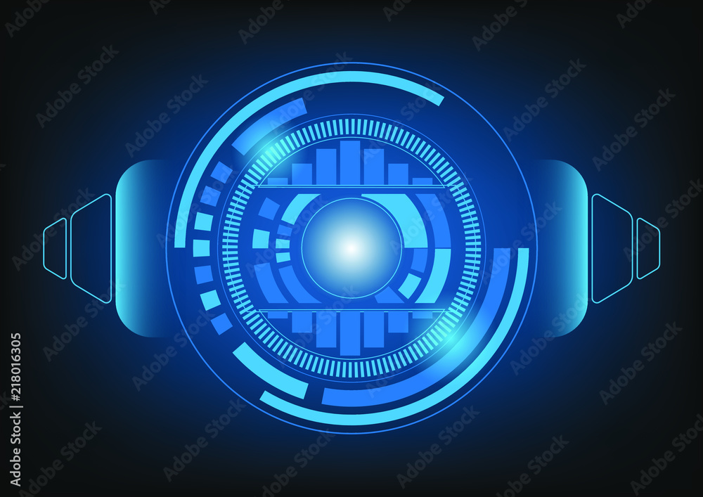 Abstract blue technology background with circle tech and light ...