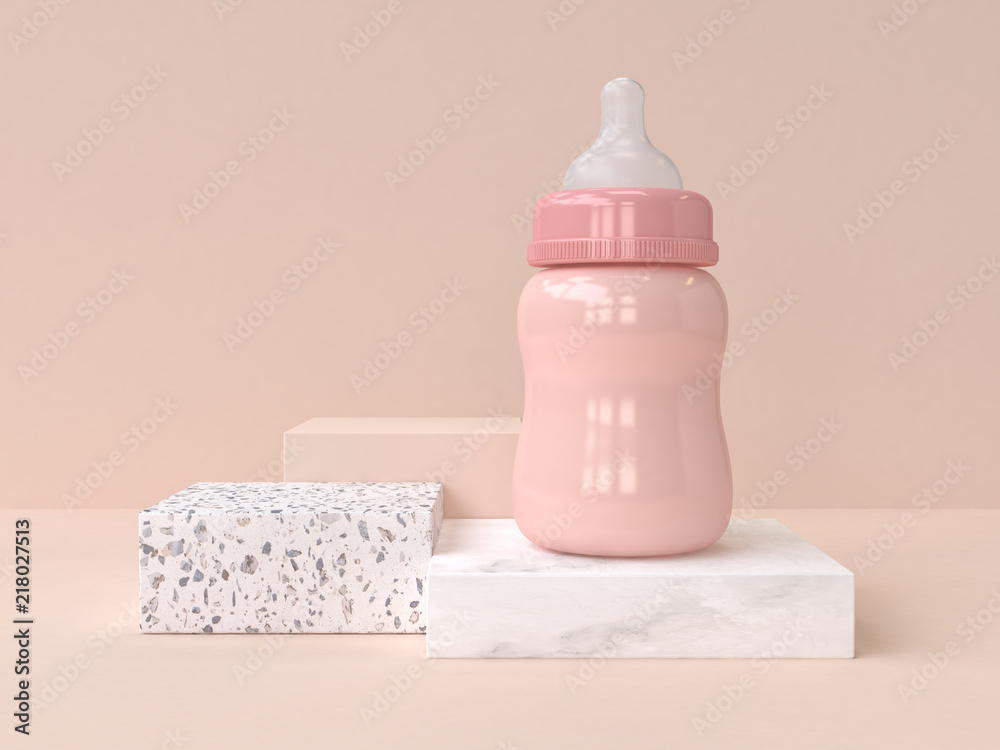 Pink Baby Bottle Cartoon