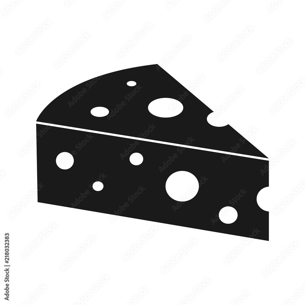 Simple, flat slice of cheese icon. Black silhouette. Isolated on white ...