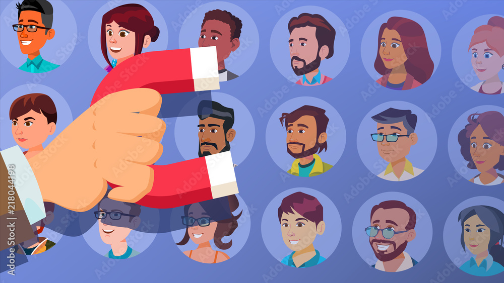 Customer Retention Vector. Businessman Hand With Giant Magnet ...