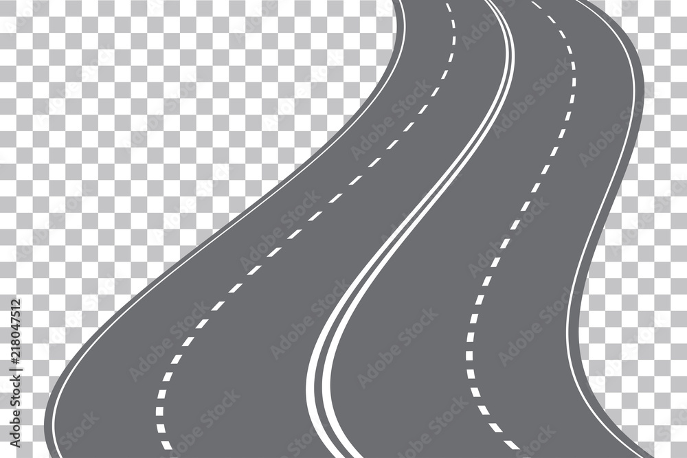 Vector winding four-lane road isolated on transparent background ...