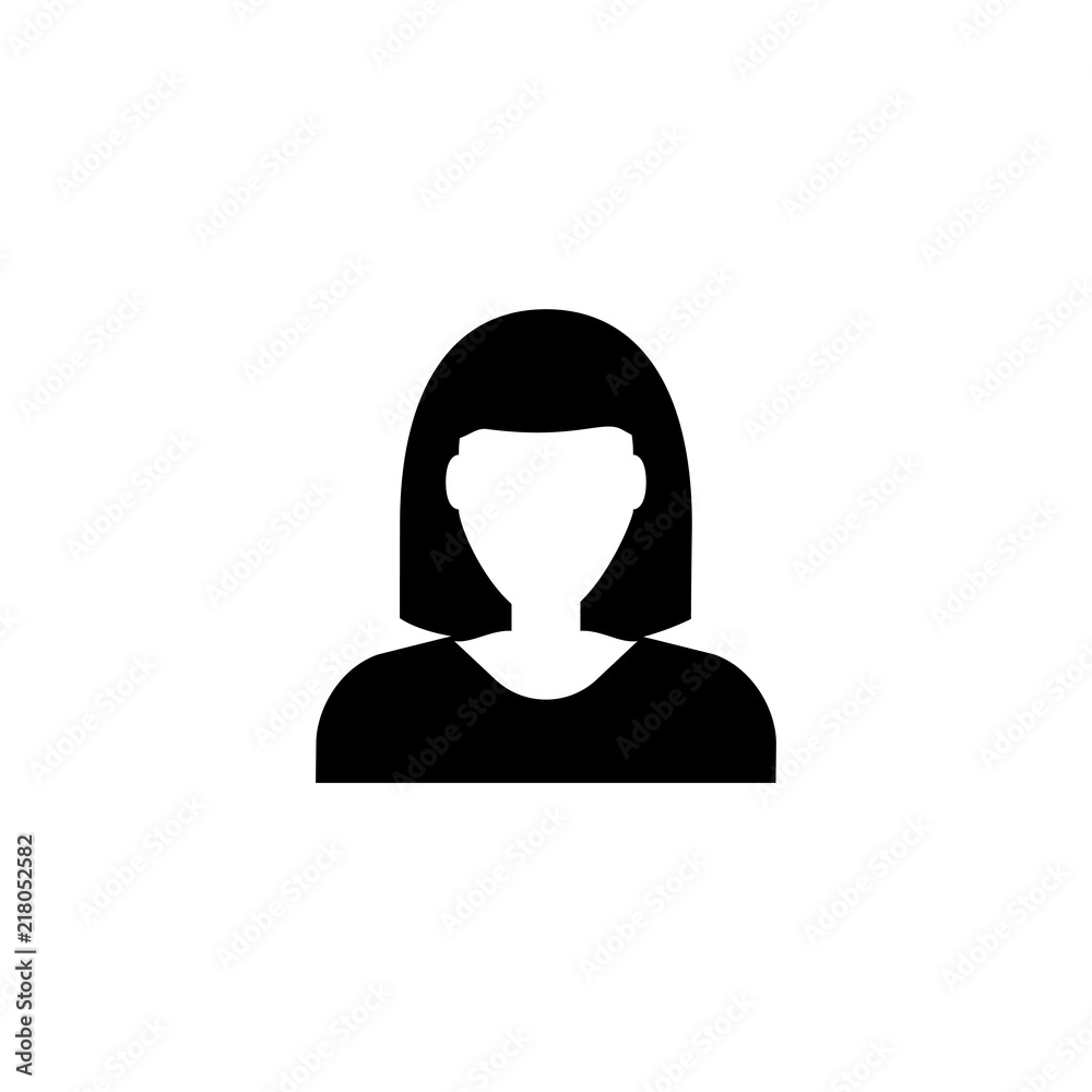 Woman Avatar, Female User. Flat Vector Icon illustration. Simple black ...