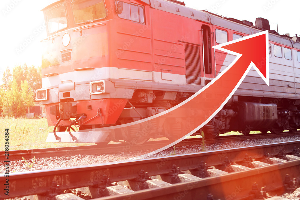 Railroad freight train on the tracks. Instagram effect, toned photo ...