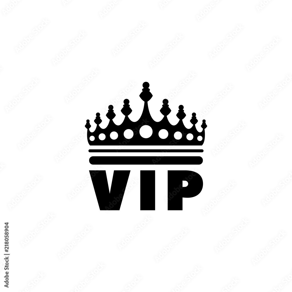 Golden VIP Crown. Flat Vector Icon illustration. Simple black symbol on ...
