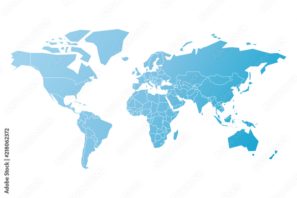 Fototapeta Simplified map of World in blue. Schematic vector ...